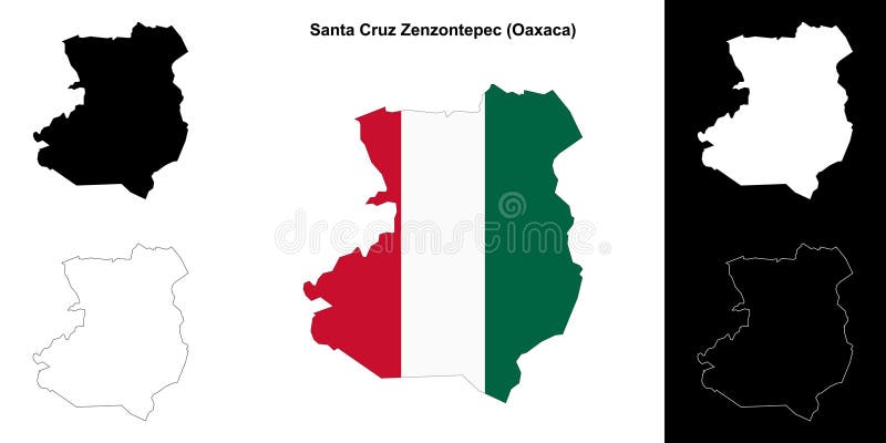 Santa Cruz Zenzontepec Outline Map Stock Illustration - Illustration of ...