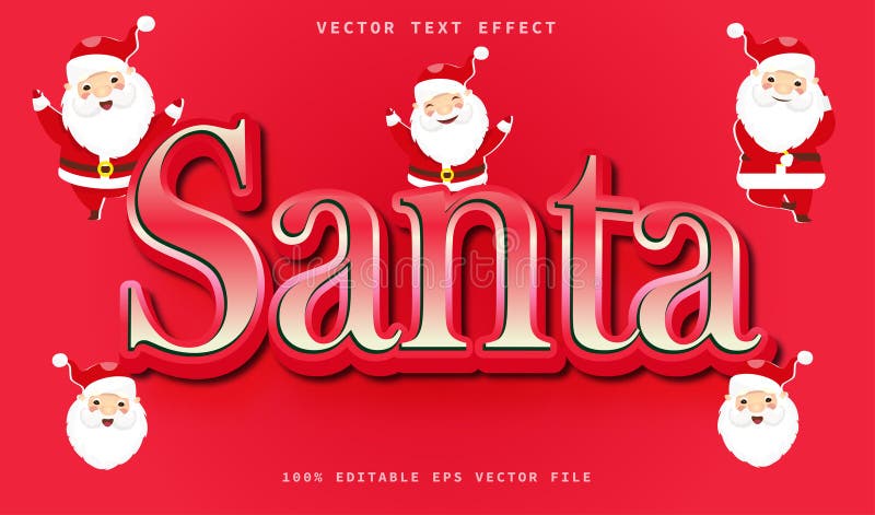 Santa 3d text effect stock vector. Illustration of santa - 348943354