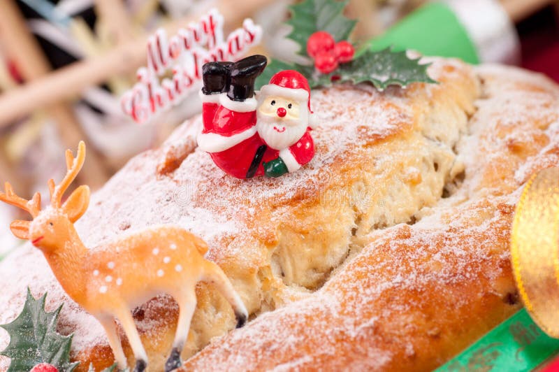 Santa Decoration on a Christmas Stollen Stock Photo - Image of reindeer ...