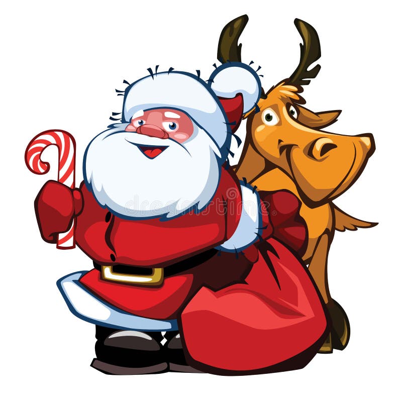 Santa & deer stock vector. Illustration of deer, candy - 35728856