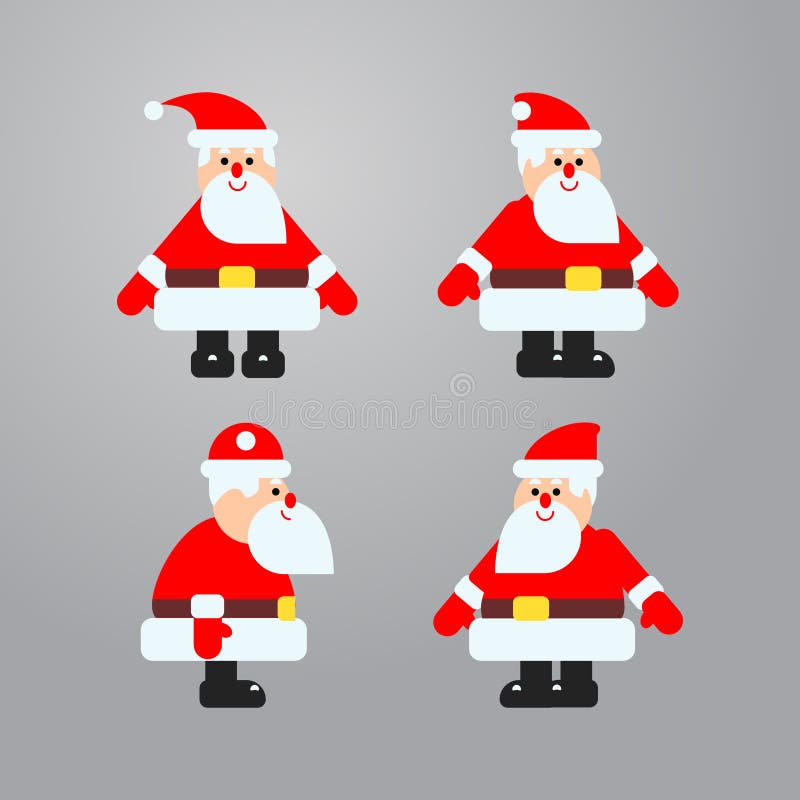 Santa in Different Directions Vector Set Stock Vector - Illustration of ...