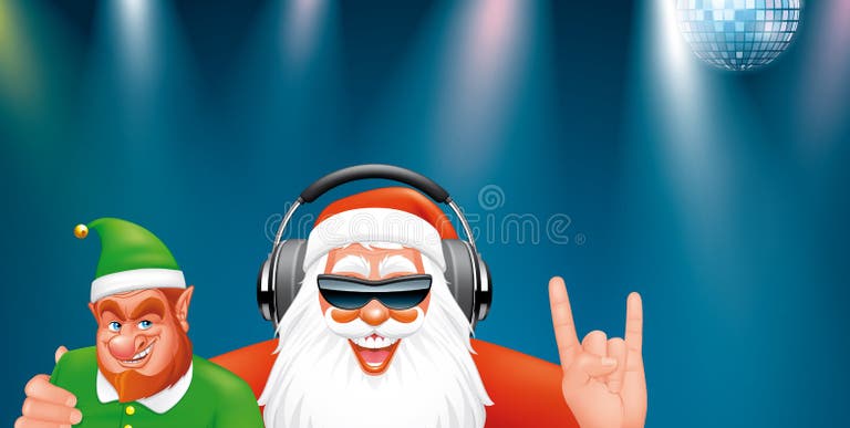 Santa dj and elf stock illustration. Illustration of music - 34822824