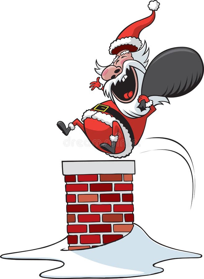 Santa down the chimney stock vector. Illustration of merry - 11842267