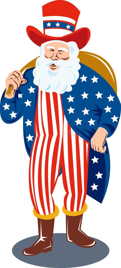 Santa dressed as Uncle Sam stock vector. Illustration of saint - 9636646