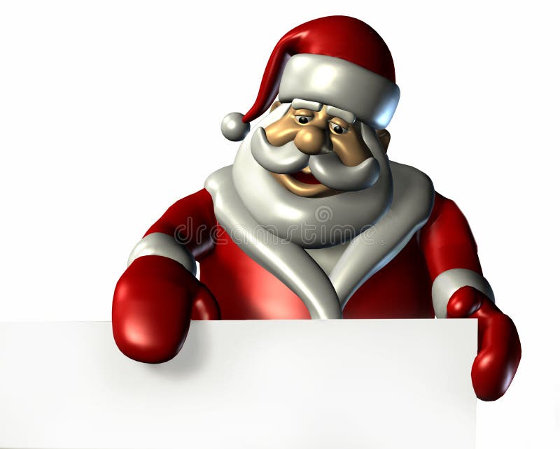 Santa with the Edge of a Blank Sign - with Clipping Path Stock ...