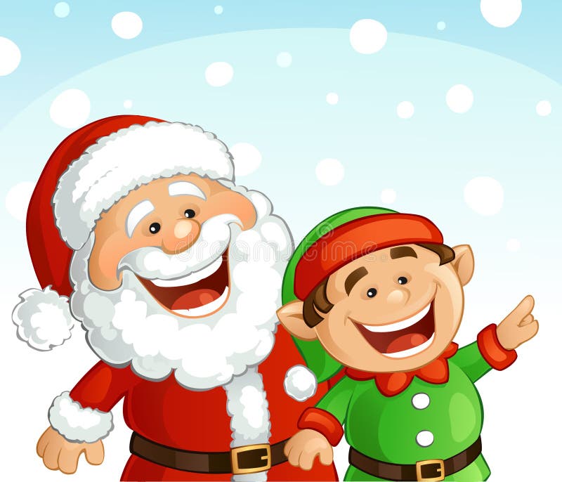 Santa and Elf stock vector. Illustration of funny, beard - 65642158