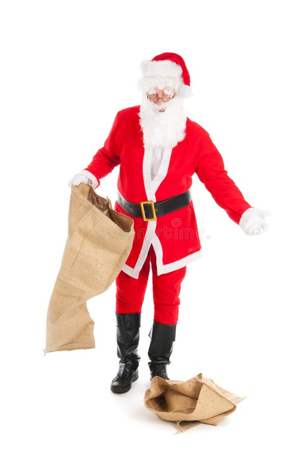 Santa with empty bags stock image. Image of money, white - 35210915