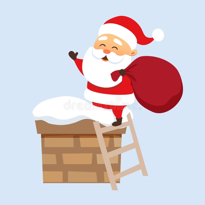 Santa en chimenea ilustración del vector. Ilustración de sonrisa - 81718819