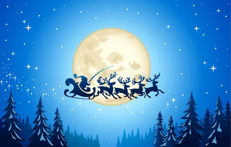Santa et renne en ciel illustration de vecteur. Illustration du ...