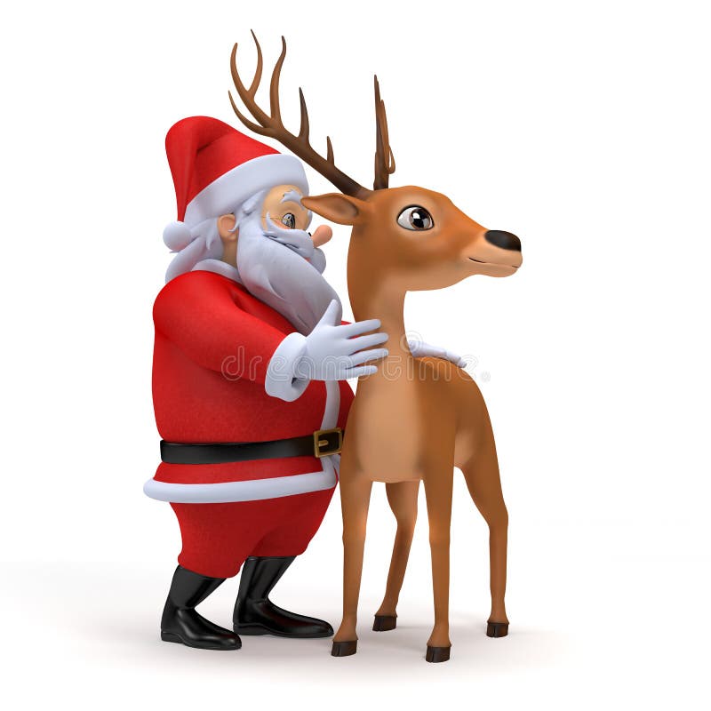 Santa et son renne illustration stock. Illustration du sourire - 23711152