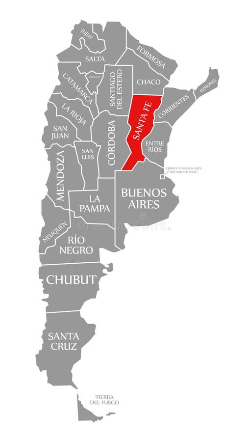 Santa Fe Map of Argentina with Argentinian National Flag Illustration ...