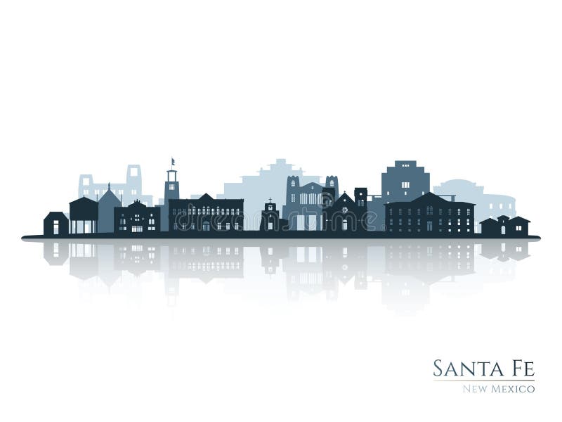 Santa Fe Skyline Silhouette with Reflection. Stock Vector ...