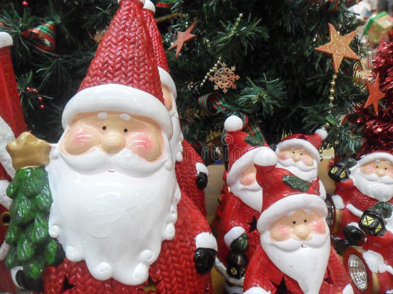 Santa Figurines in Big and Small Sizes Stock Photo - Image of santa ...