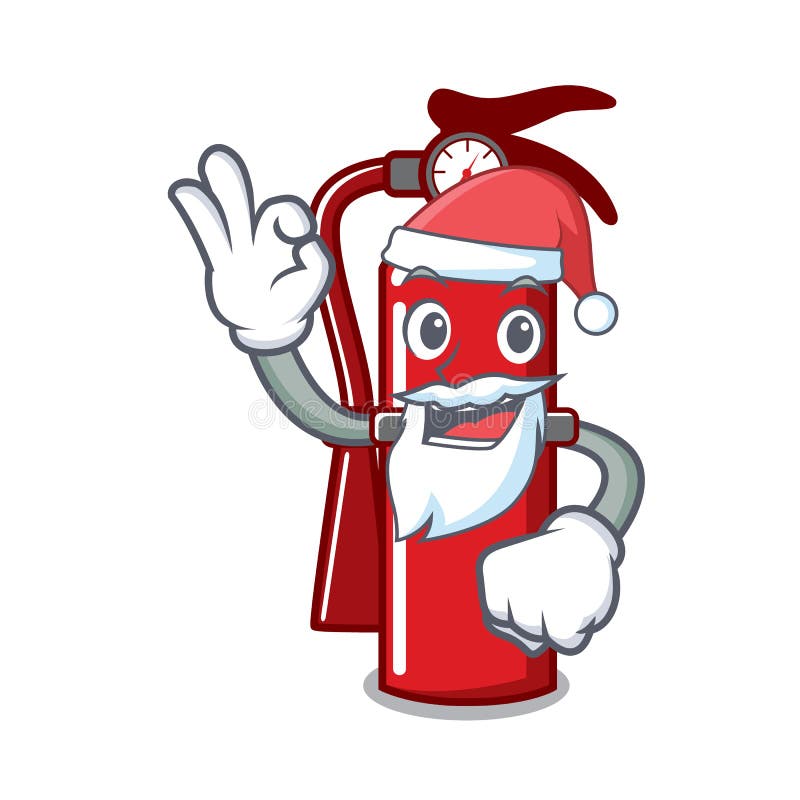 Santa Fire Extinguisher Mascot Cartoon Stock Vector Illustration Of