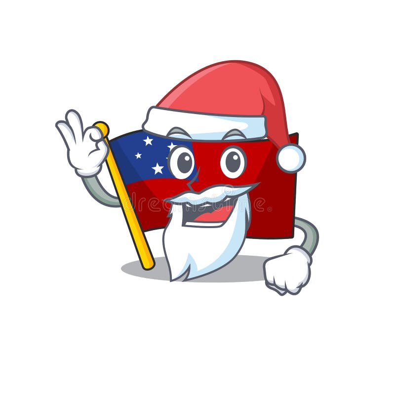 Santa Flag Samoa Scroll Cartoon Character Design with Ok Finger Stock ...