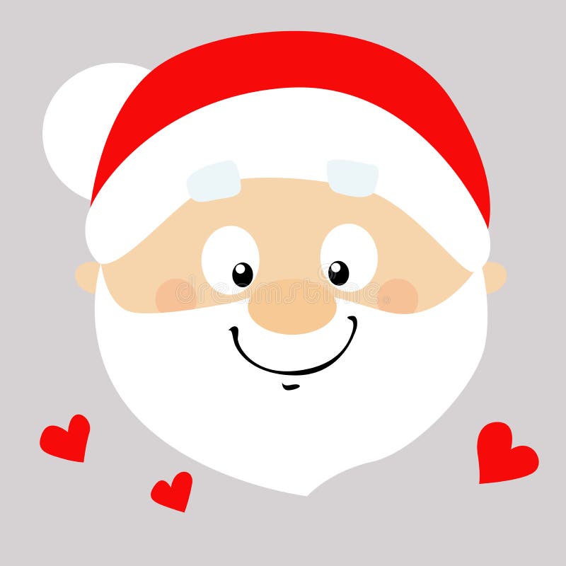 Santa Flat Design Cartoon Face in Love - Vector Stock Vector ...