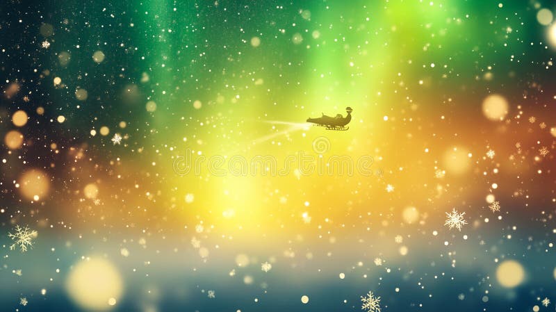 Santa Flying Across a Dreamy, Golden Sky Stock Illustration ...