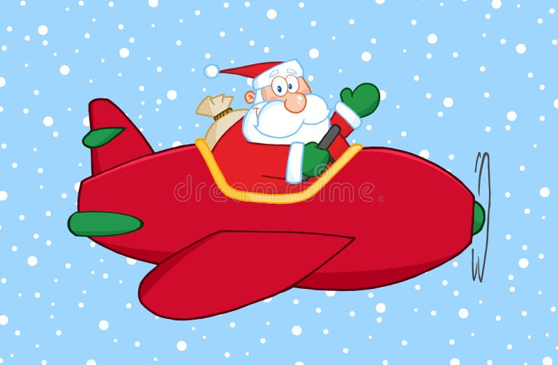 Santa Flying His Christmas Plane Ilustración del Vector - Ilustración ...