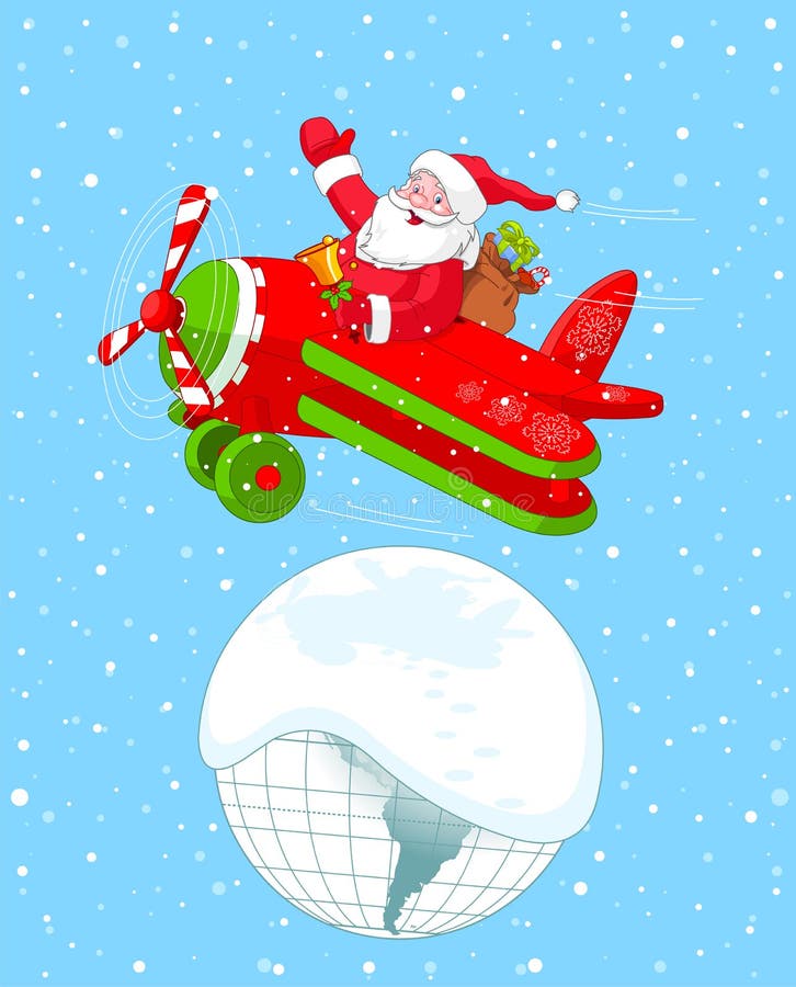 Santa Flying His Christmas Plane Stock Vector - Illustration of clipart ...