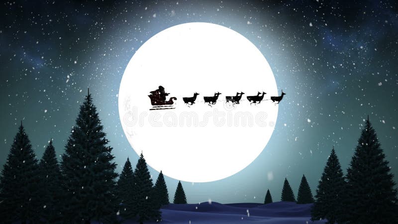 Santa Flying Over Night Sky Stock Video - Video of seamless, reindeer ...