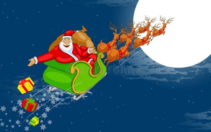 Flying santa sledge stock illustration. Illustration of celebration ...