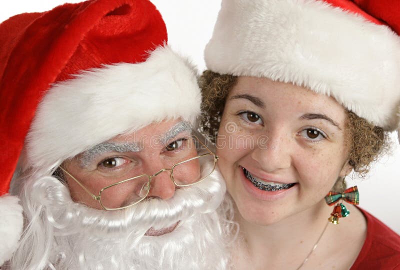 Santa and Friend Closeup stock photo. Image of portrait - 1208764