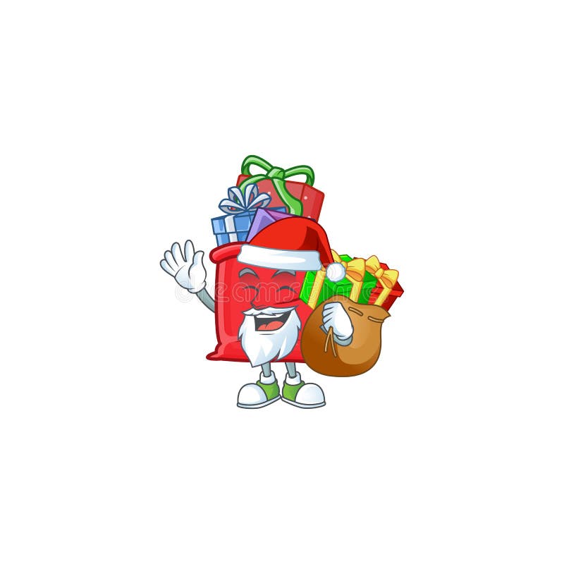 Santa with Gift Bag Santa Bag Full of Gift Cartoon Character Design ...