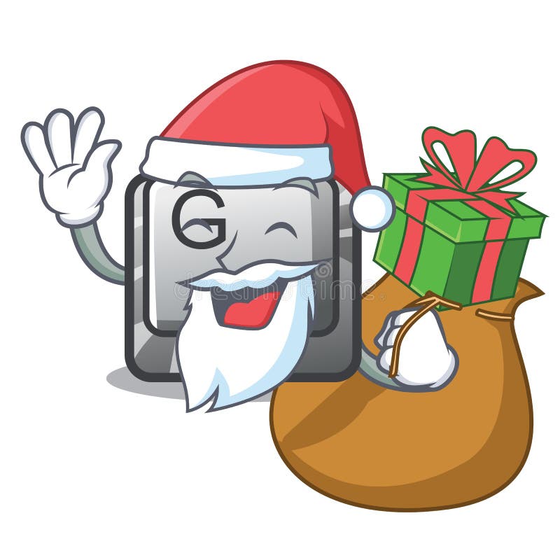 Santa with Gift Button G Installed on Mascot Computer Stock Vector ...
