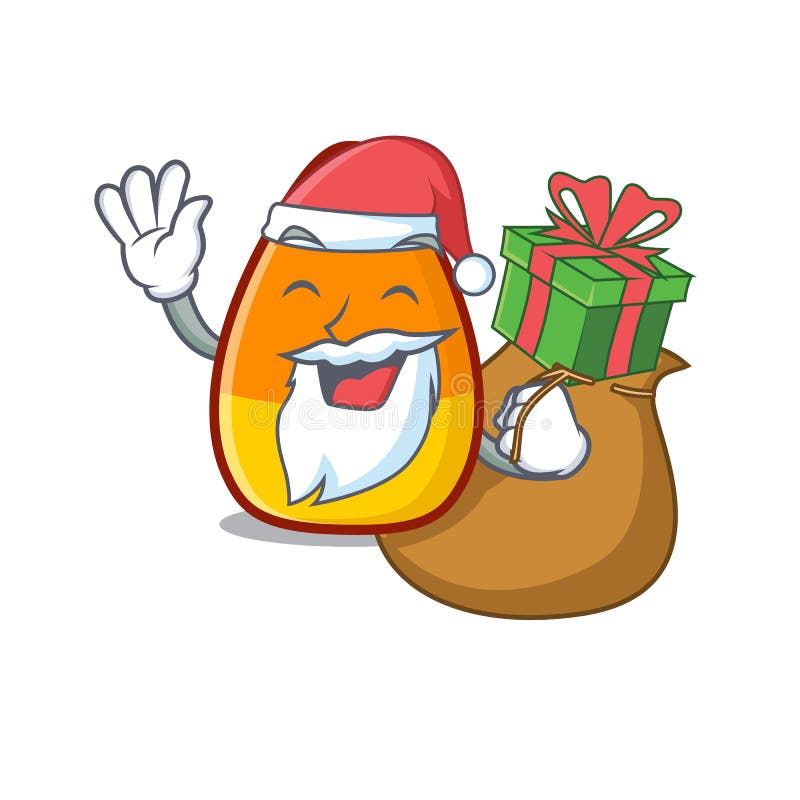 Santa with Gift Candy Corn Placed on Character Plate Stock Vector ...