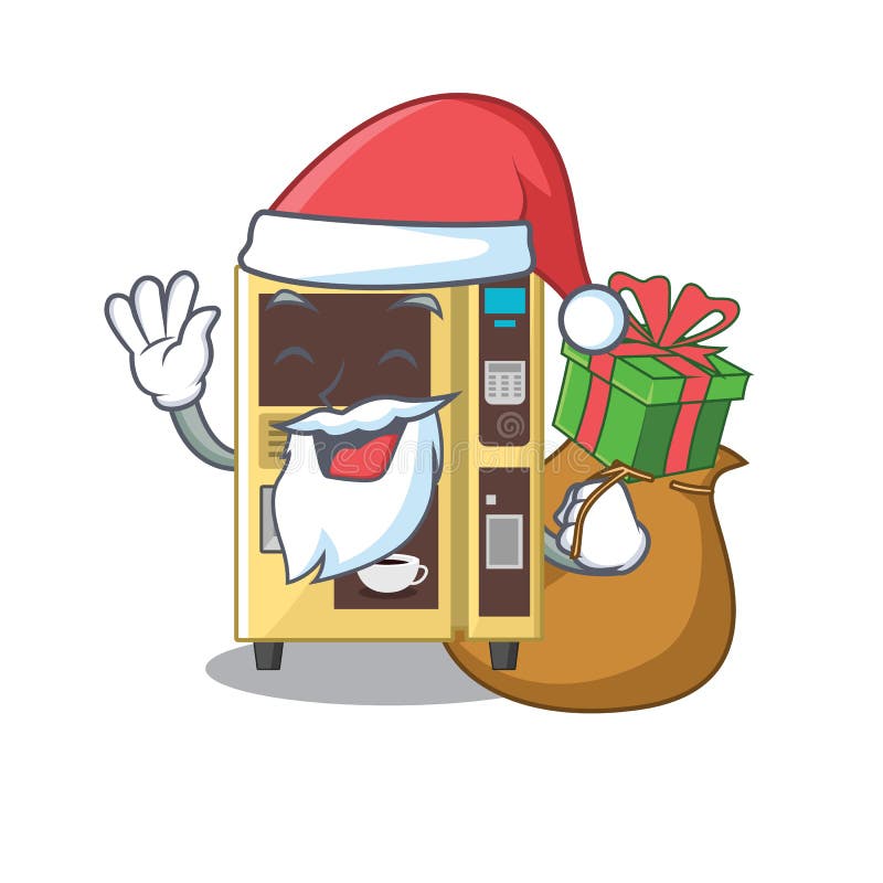 Santa with Gift Coffee Vending Machine in the Cartoon Stock Vector ...