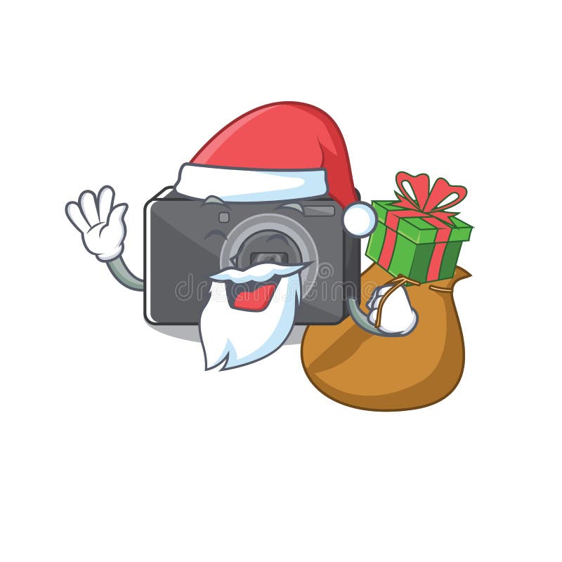 Santa with Gift Digital Camera on a Cartoon Table Stock Vector ...