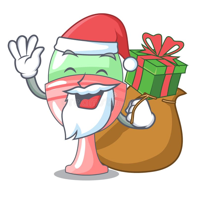 Santa with Gift in Egg Cup Isolated on Character Stock Vector ...