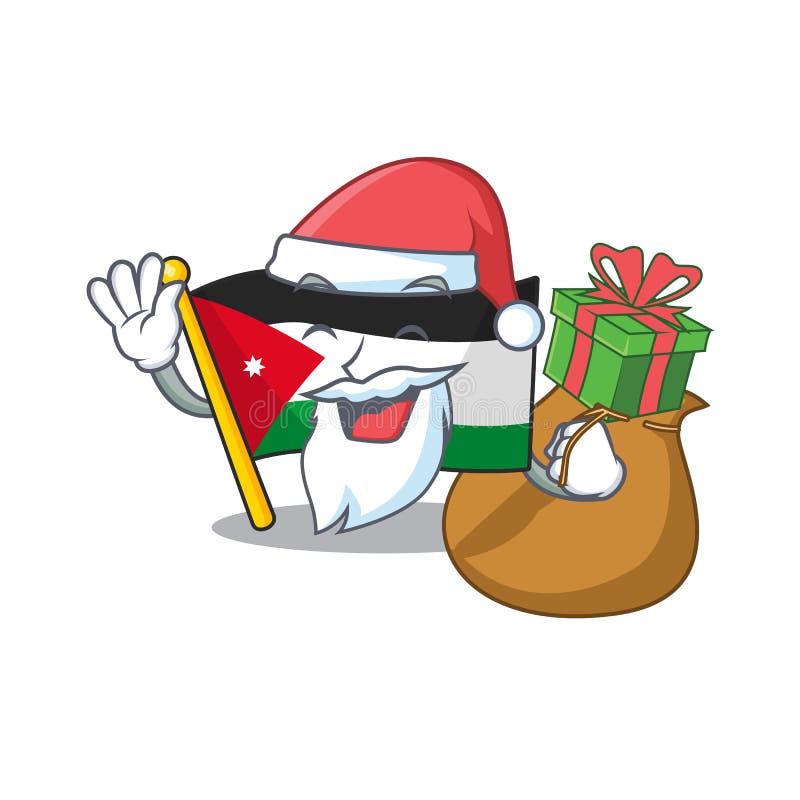 Santa with Gift Flag Jordan Cartoon Character Design Stock Vector ...