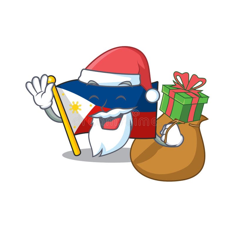 Santa with Gift Flag Philippines Cartoon Character Design Stock Vector ...
