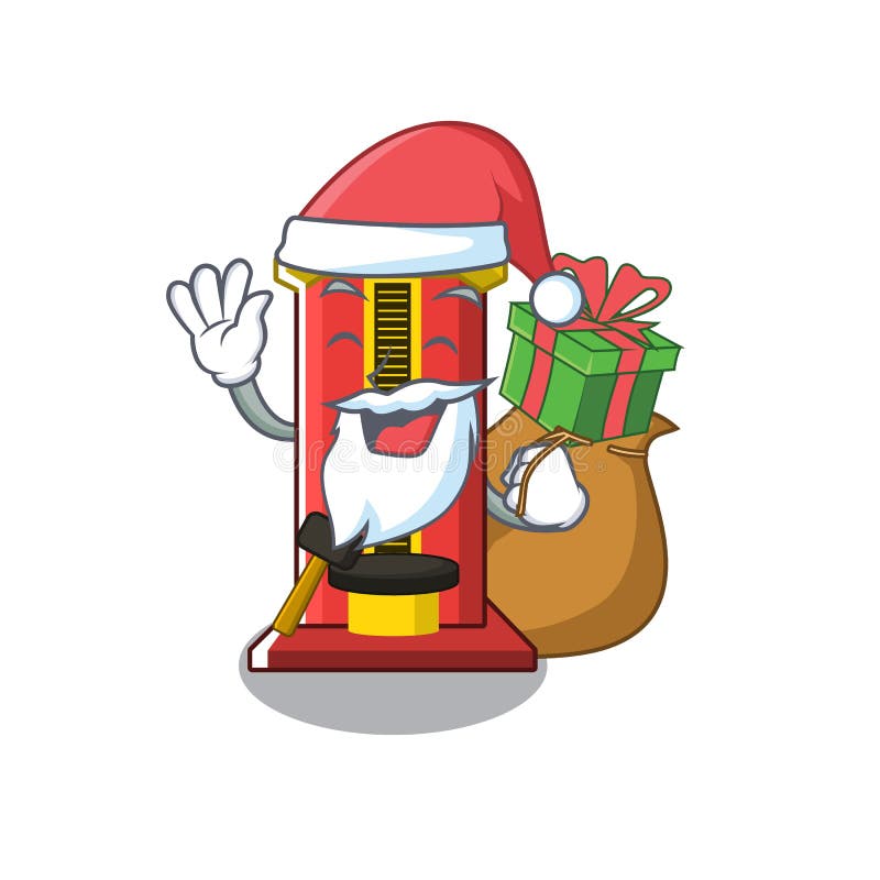Santa with Gift Hammer Game Machine with the Cartoon Stock Vector ...