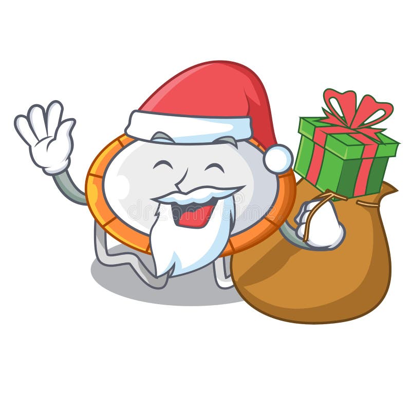 Santa with Gift Isolate on Trampoline Transparent Shape Mascot Stock ...