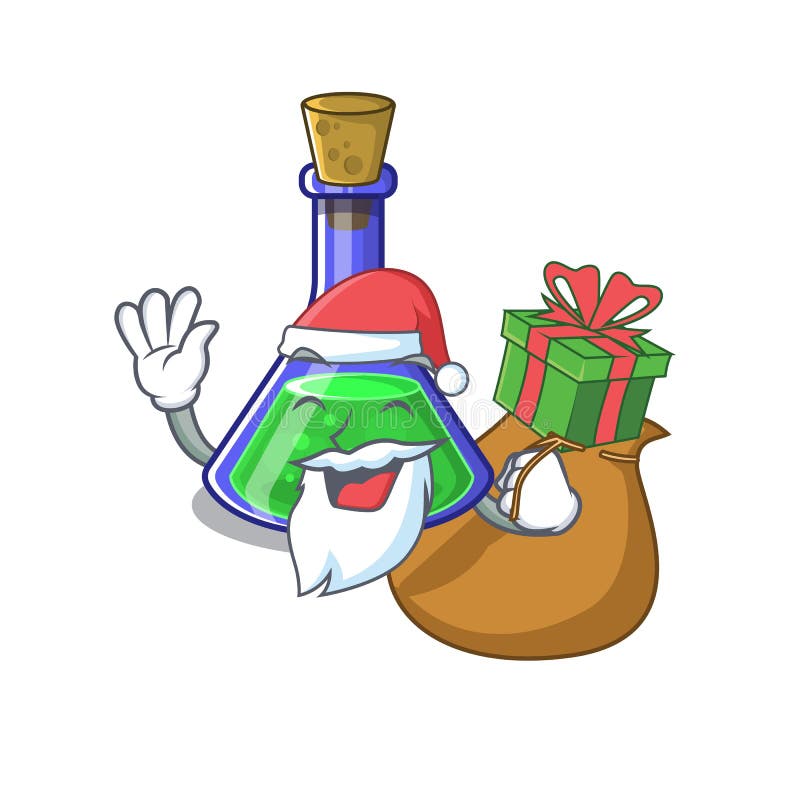 Santa with Gift Magic Potion on the Cartoon Table Stock Vector ...