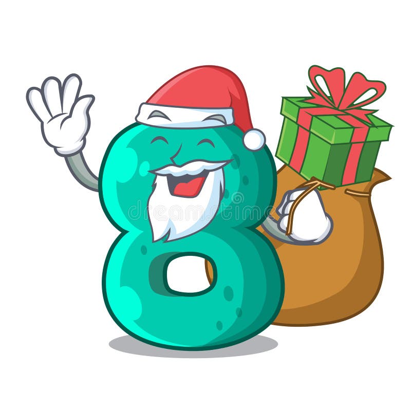 Santa with Gift Number Eight Volume Logo the Mascot Stock Vector ...