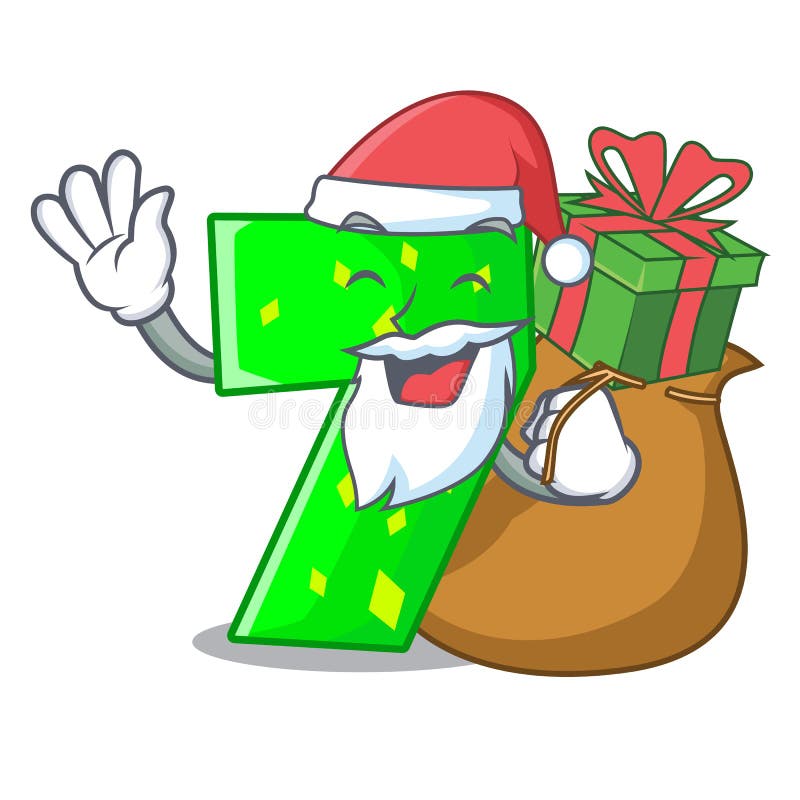 Santa with Gift Number Seven Isolated on the Mascot Stock Vector ...