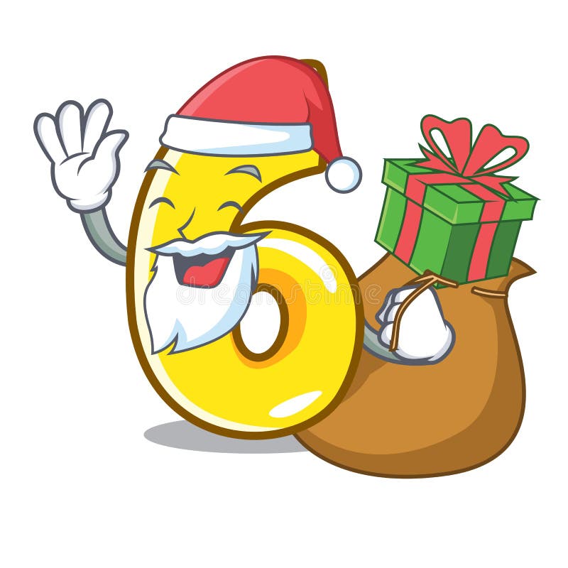 Santa with Gift Number Six Isolated on the Mascot Stock Vector ...