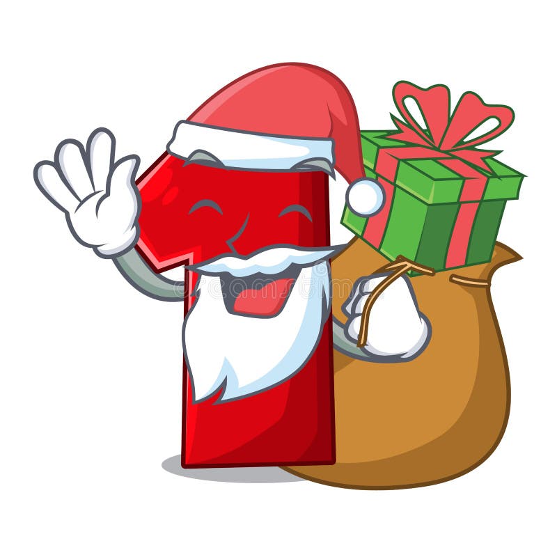 Santa with Gift Plastic Number One Isolated on Mascot Stock Vector ...