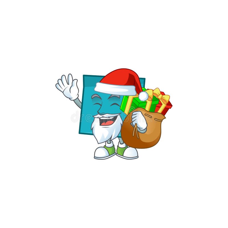 Santa with Gift Rectangle Sticker Paper in Cartoon Character Stock ...
