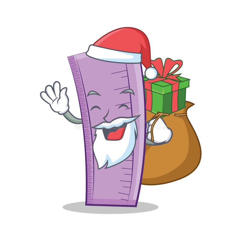 Santa with Gift Ruler Character Cartoon Style Stock Vector ...