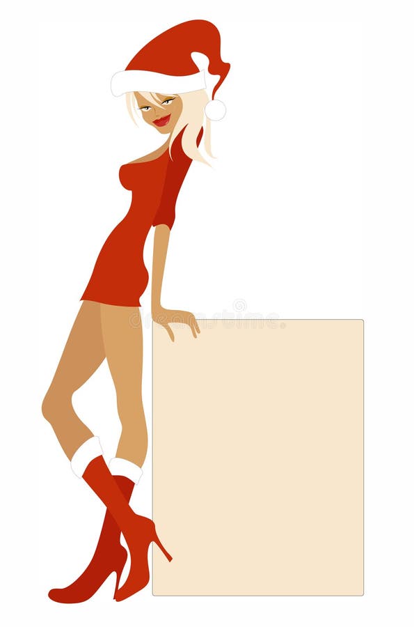Santa Girl Portrait, Sketch for Your Design Stock Vector - Illustration ...