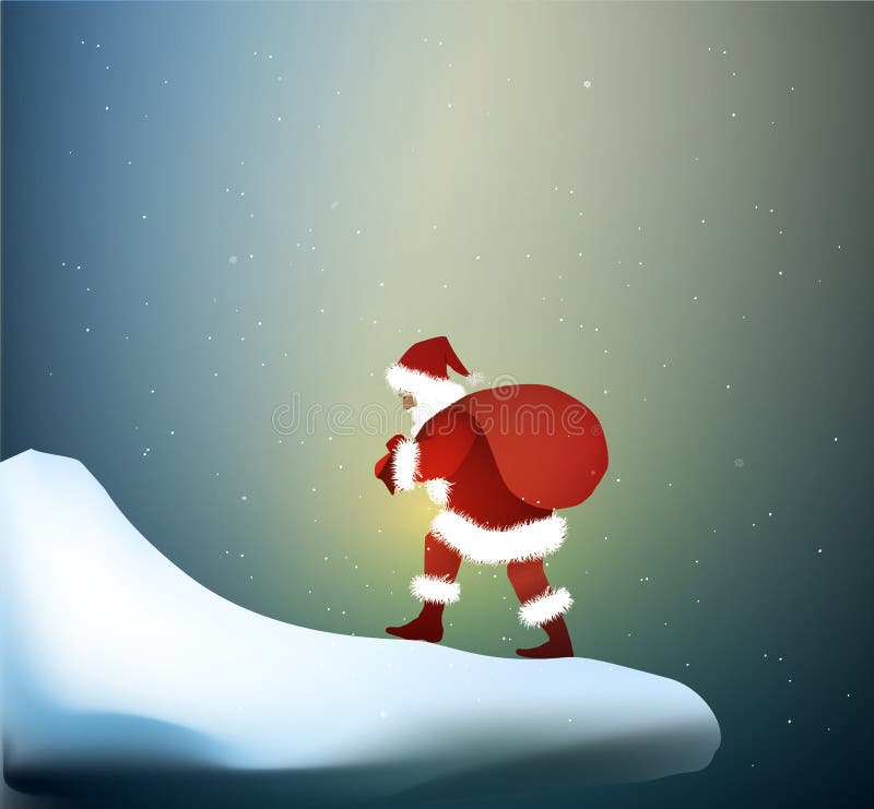 Santa Goes through the Snowdrift, Santa S Long Way, Stock Vector ...