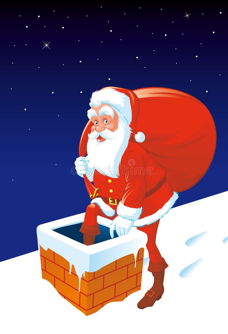 Santa Down Chimney Stock Illustrations – 388 Santa Down Chimney Stock ...