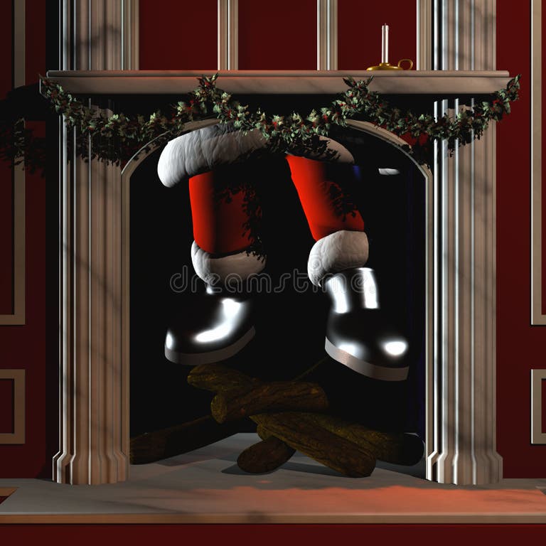 Santa Down Chimney Stock Illustrations – 405 Santa Down Chimney Stock ...