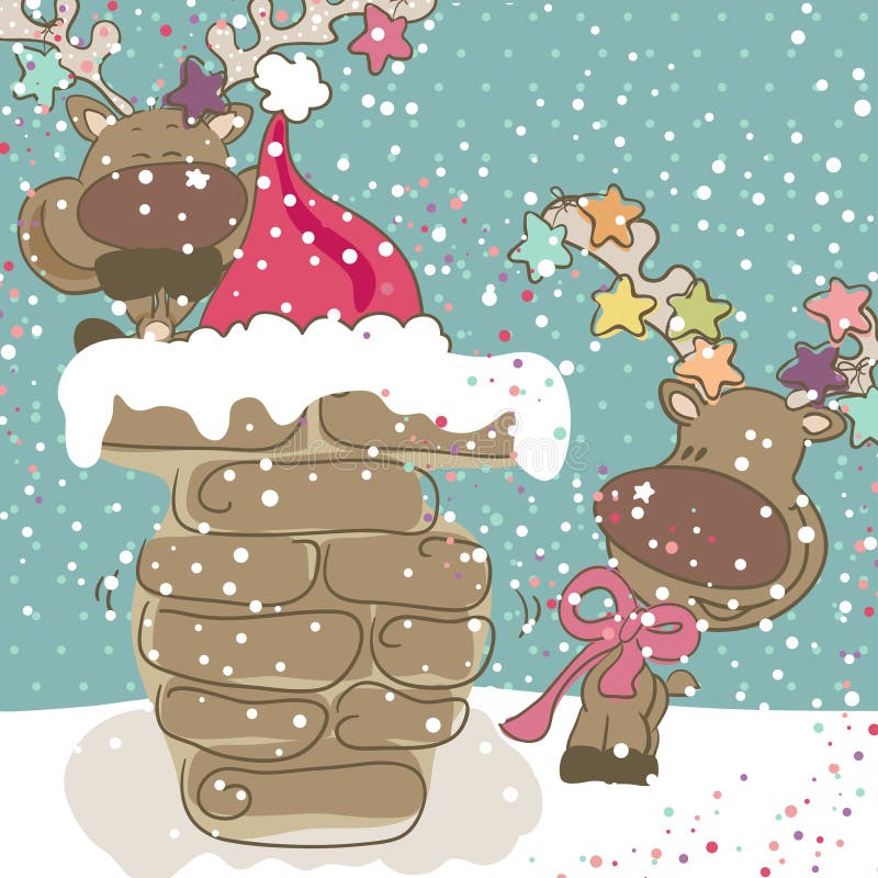Santa got stuck stock illustration. Illustration of dasher - 27942048