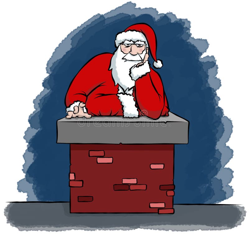 Santa Got Stuck in a Chimney Stock Illustration - Illustration of ...
