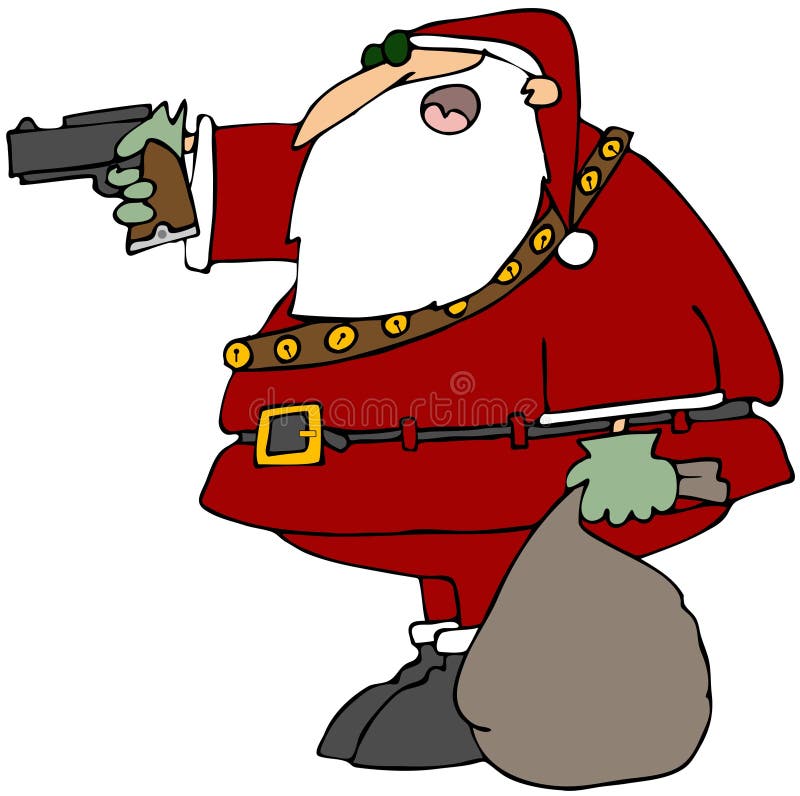 Santa with a Gun stock illustration. Illustration of stick - 22509475
